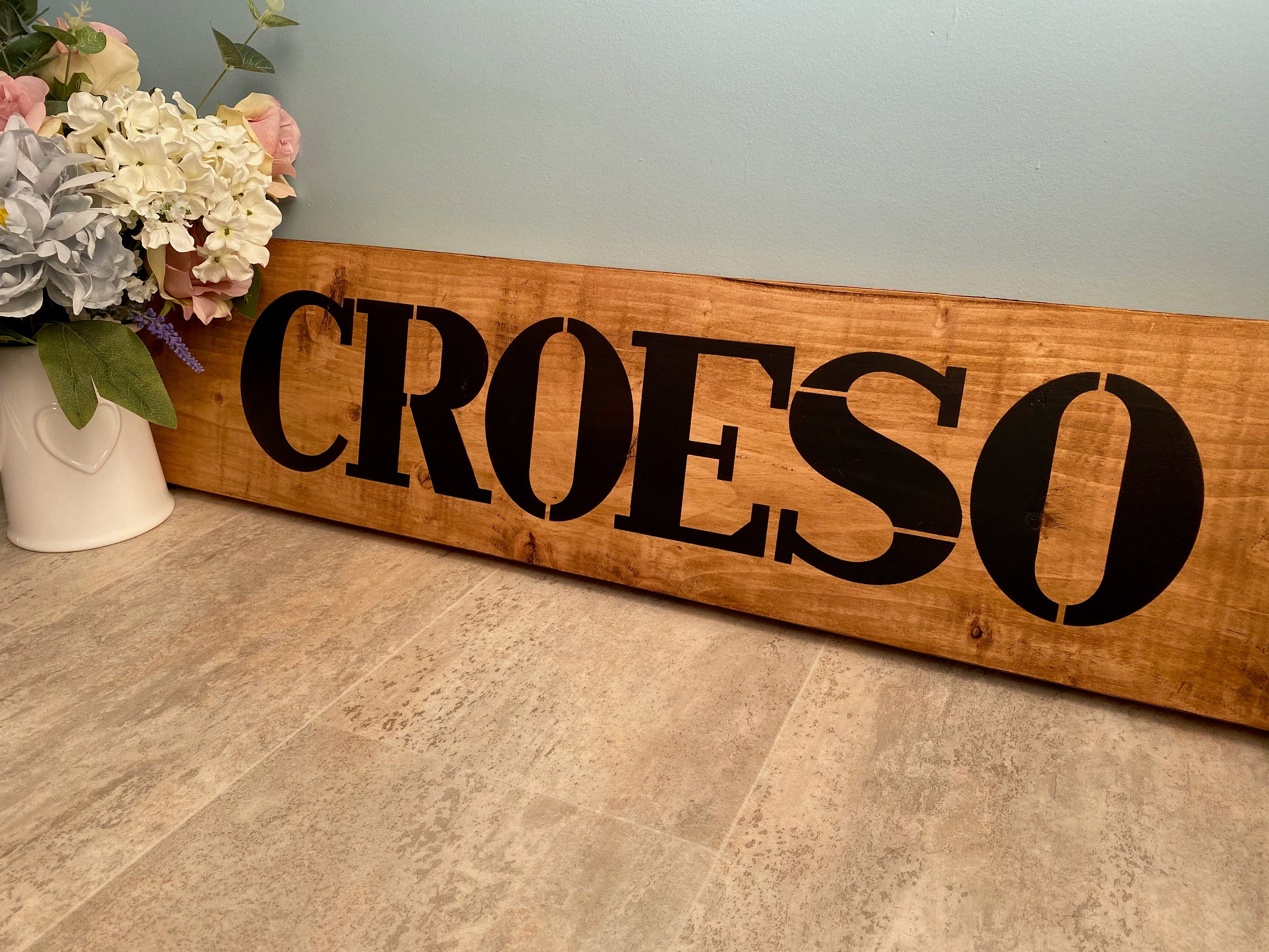 Handmade Rustic Wooden Croeso Sign Welsh/cymraeg - Etsy
