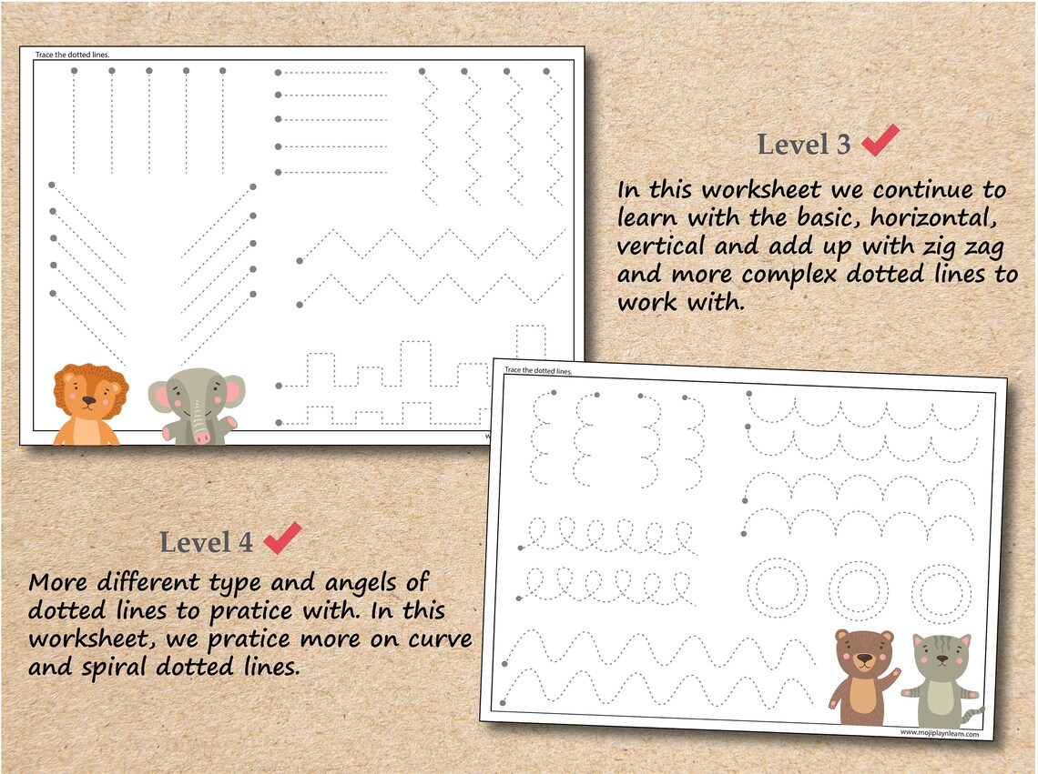 Trace Dotted Lines | Preschool Tracing | Preschool Worksheets - Etsy