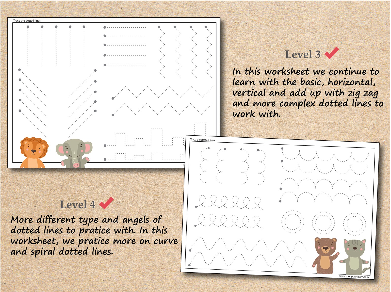 Trace Dotted Lines | Preschool Tracing | Preschool Worksheets - Etsy