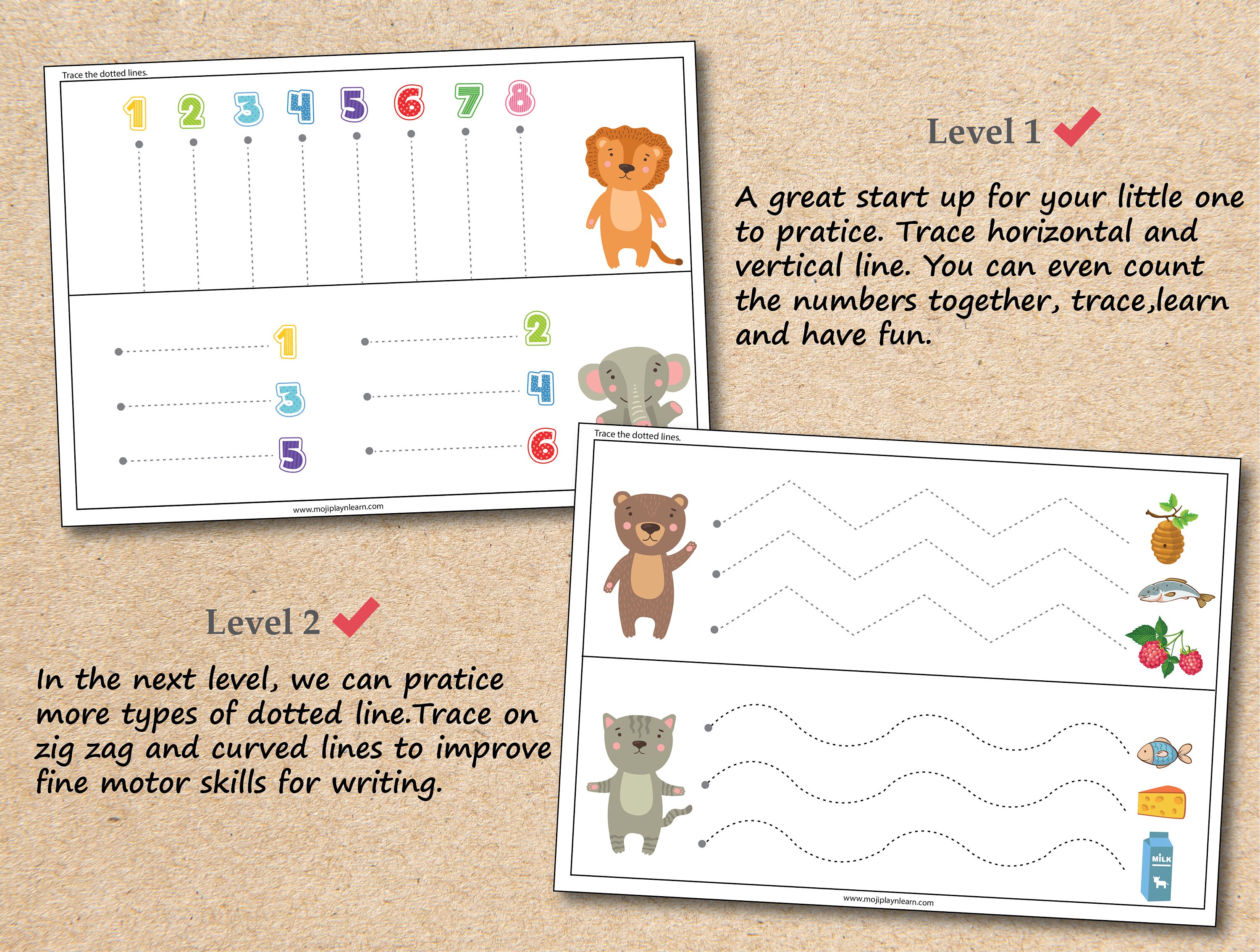 Trace Dotted Lines | Preschool Tracing | Preschool Worksheets - Etsy