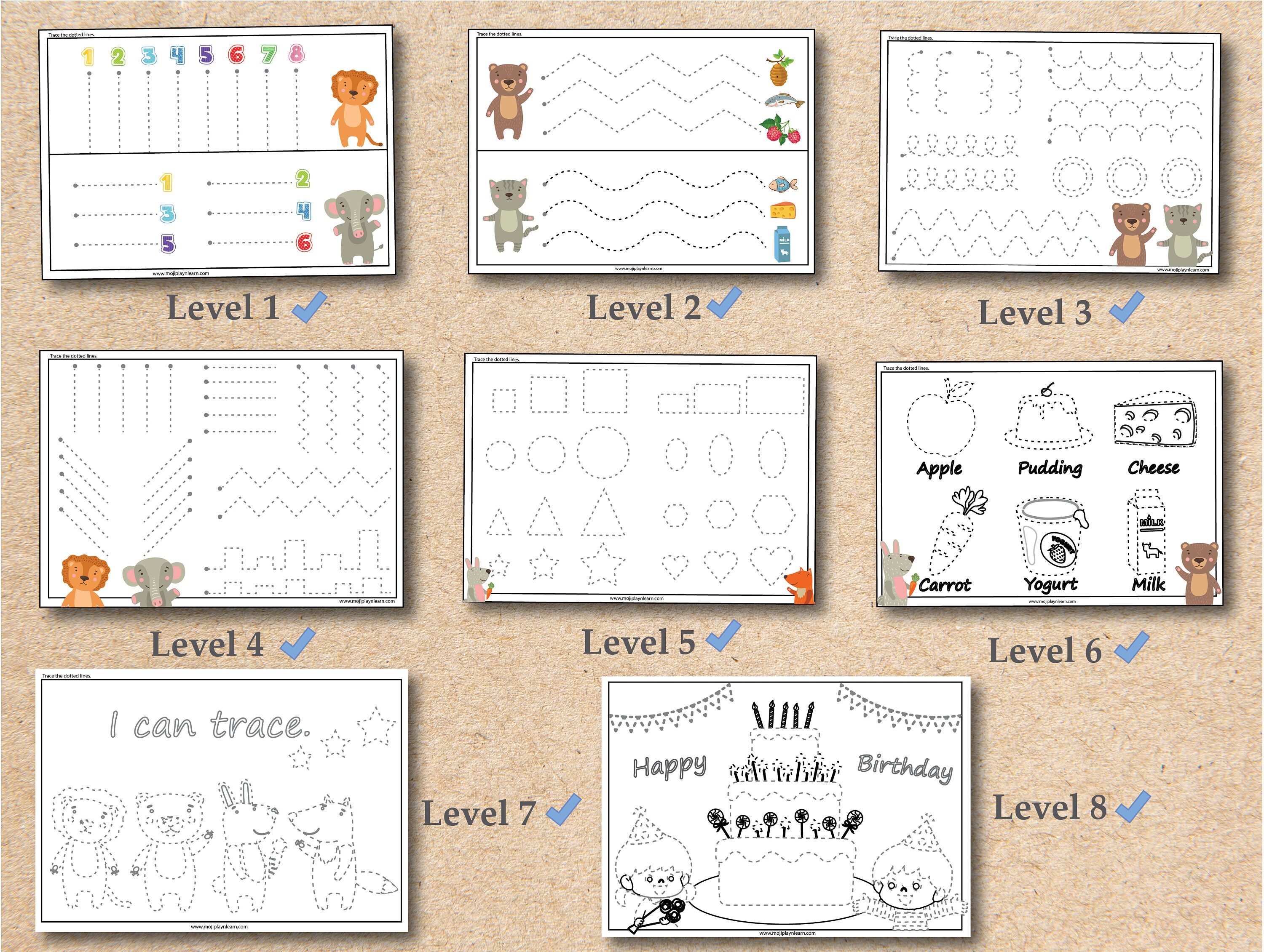 Trace Dotted Lines | Preschool Tracing | Preschool Worksheets - Etsy