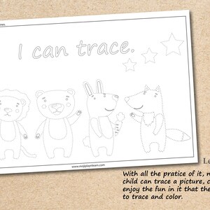 Trace Dotted Lines | Preschool Tracing | Preschool Worksheets - Etsy