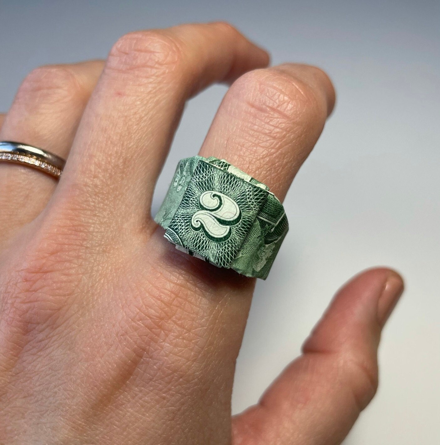 TWO Dollar RING REAL money dollar origami rings for men | Etsy