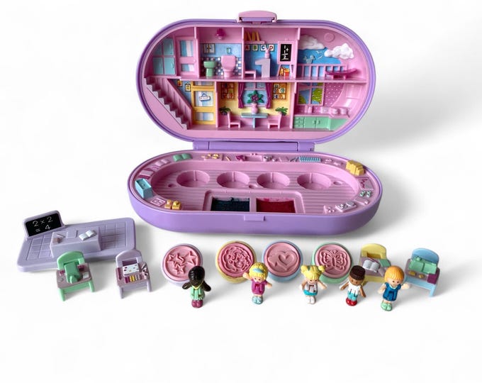 Vintage Pink Polly Pocket Stampin’ School Playset / Polly’s Stamper Set ...
