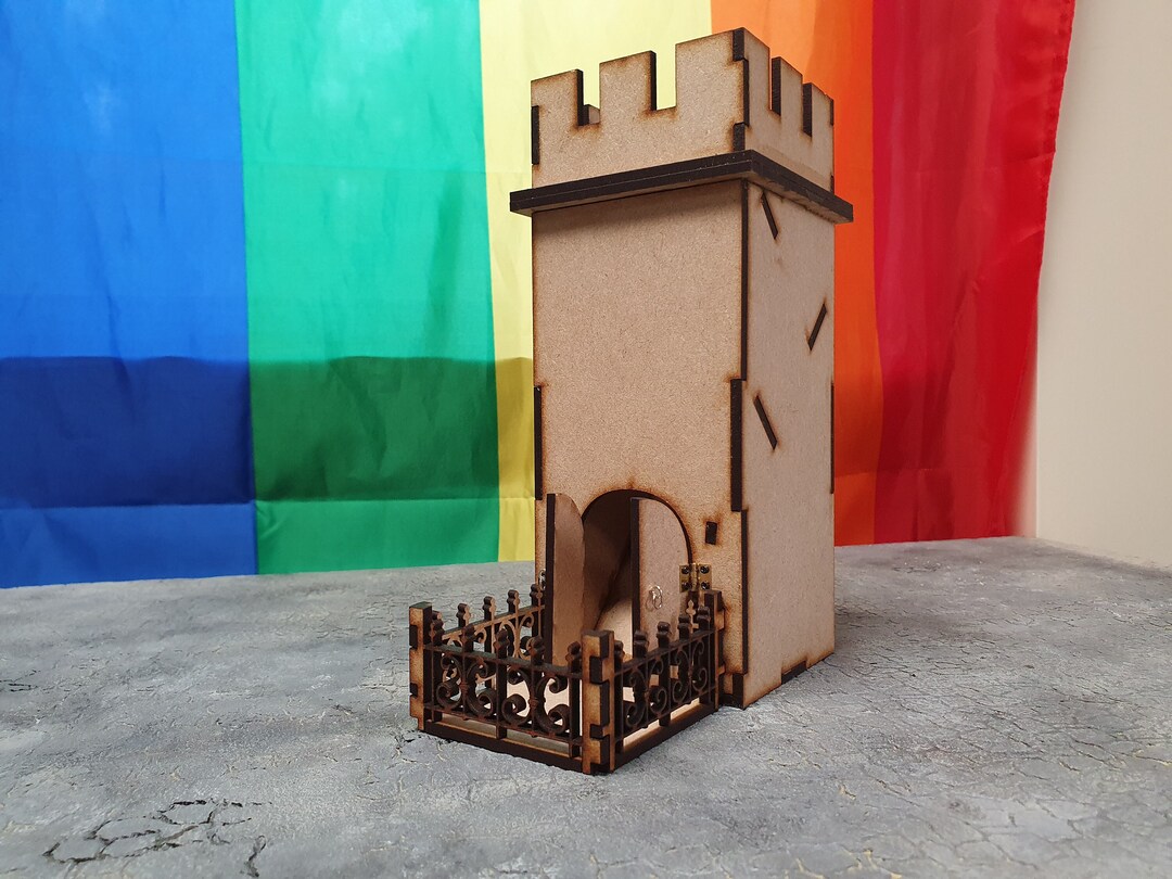Dice Tower W/ Gothic Railing Catch Tray for DND, TTRPG and Tabletop ...