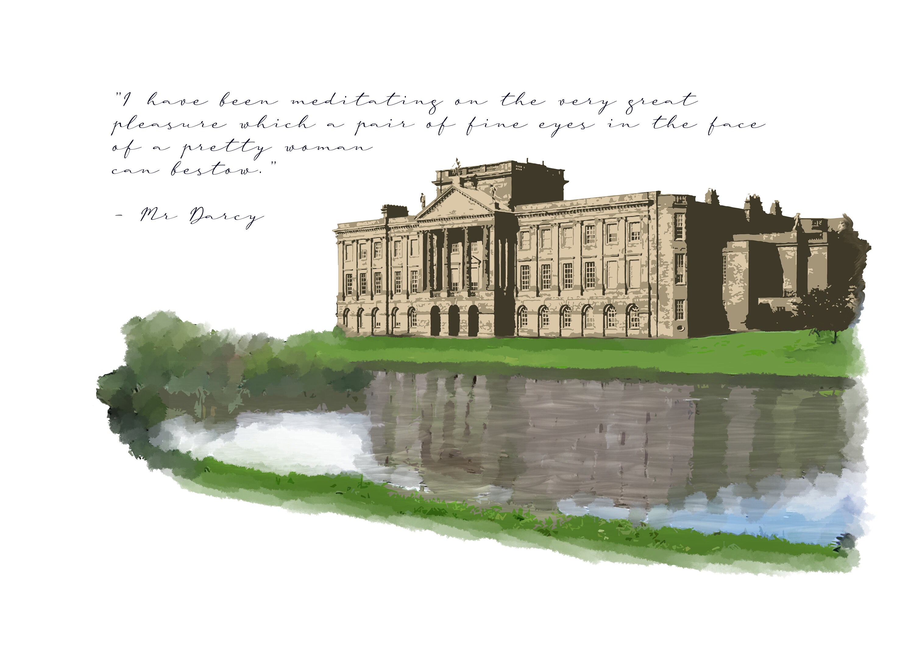 Pemberley Pride and Prejudice Art Print Digital Art - Etsy UK