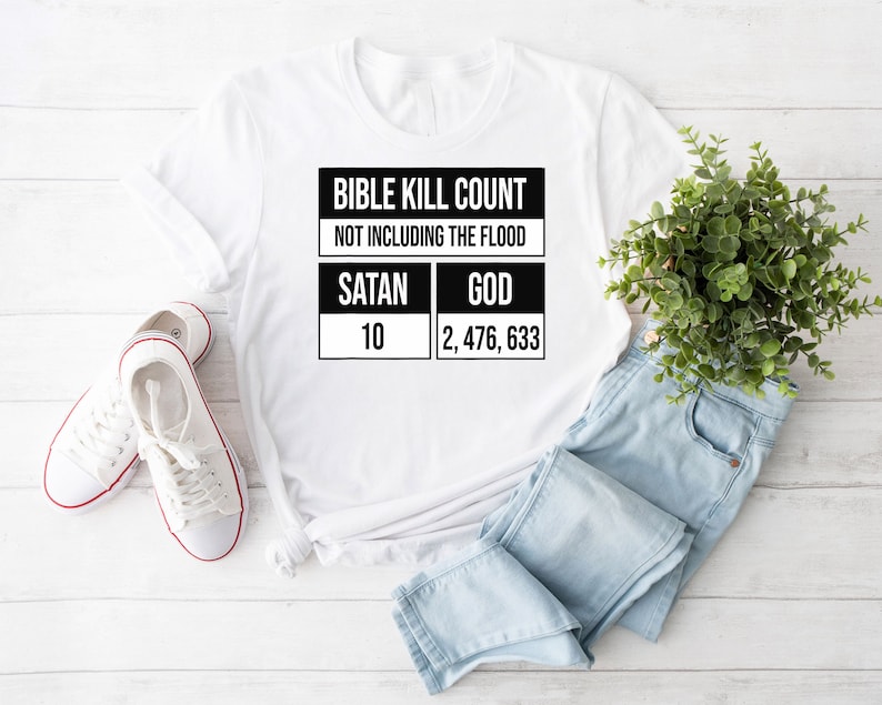 Bible Kill Count Not Inlcuding the Flood God Vs Satan Vintage T-shirt ...