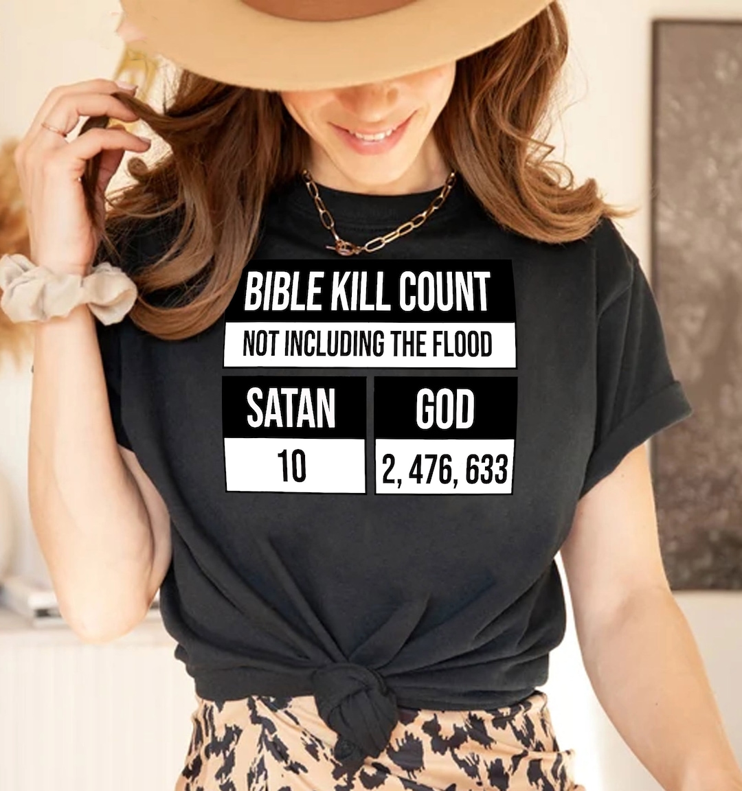 Bible Kill Count Not Inlcuding the Flood God Vs Satan Vintage T-shirt ...