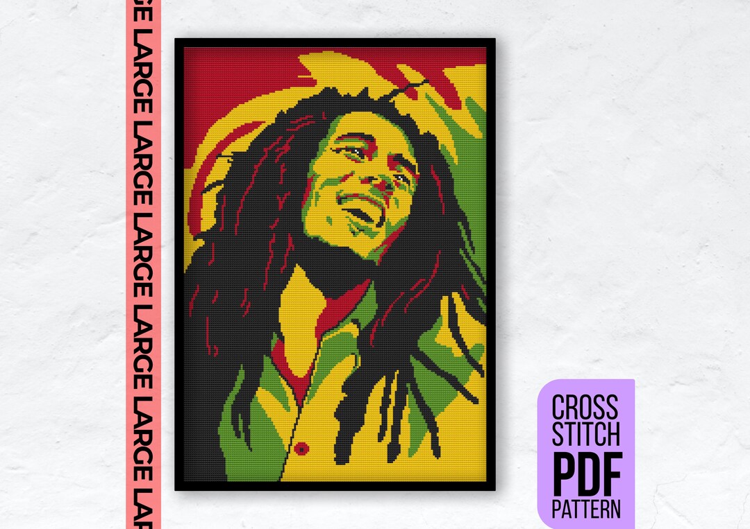 Bob Marley PDF Cross Stitch Pattern Bob Marley Cross Stitch Chart Large ...