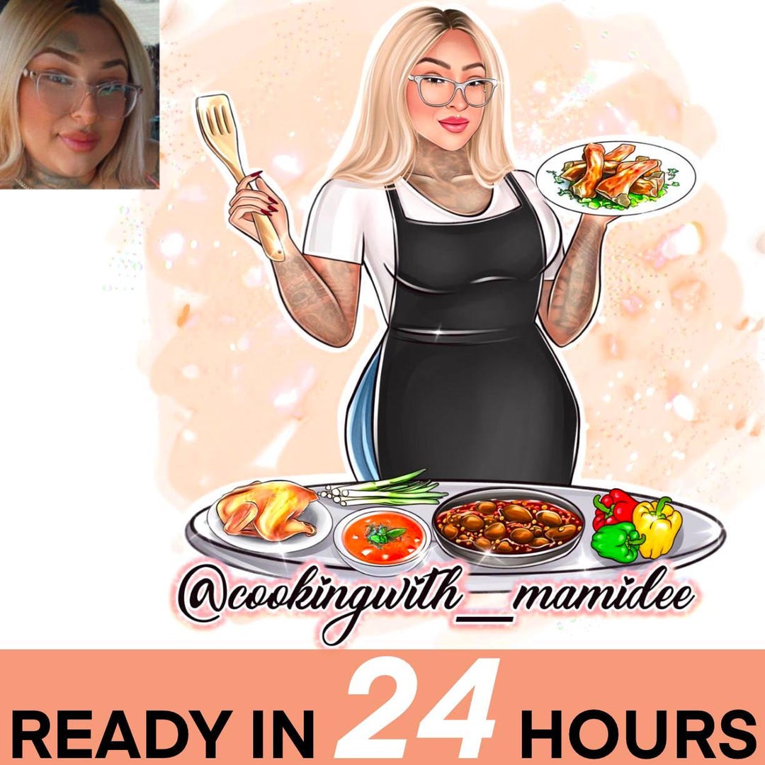 Custom Cartoon Portrait Logo, Baker, Cake Shop (digital) - Etsy