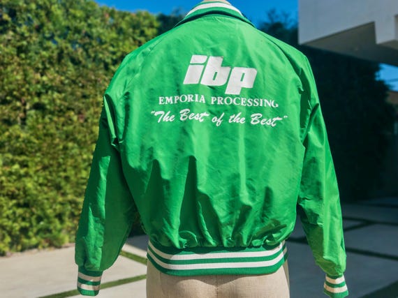 IBP 1987 Vintage Bomber Jacket Size Medium | Olive Gr… - Gem