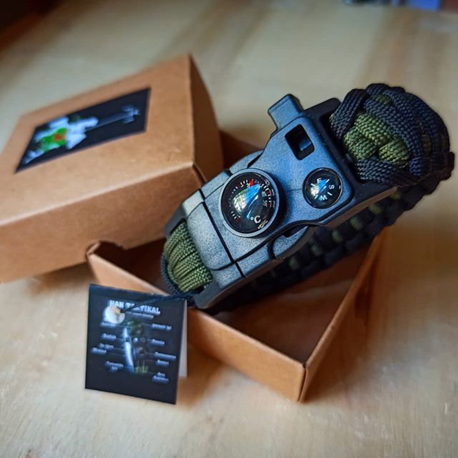 Han Taktikal Professional Paracord Bracelet Compass Fire Starter ...