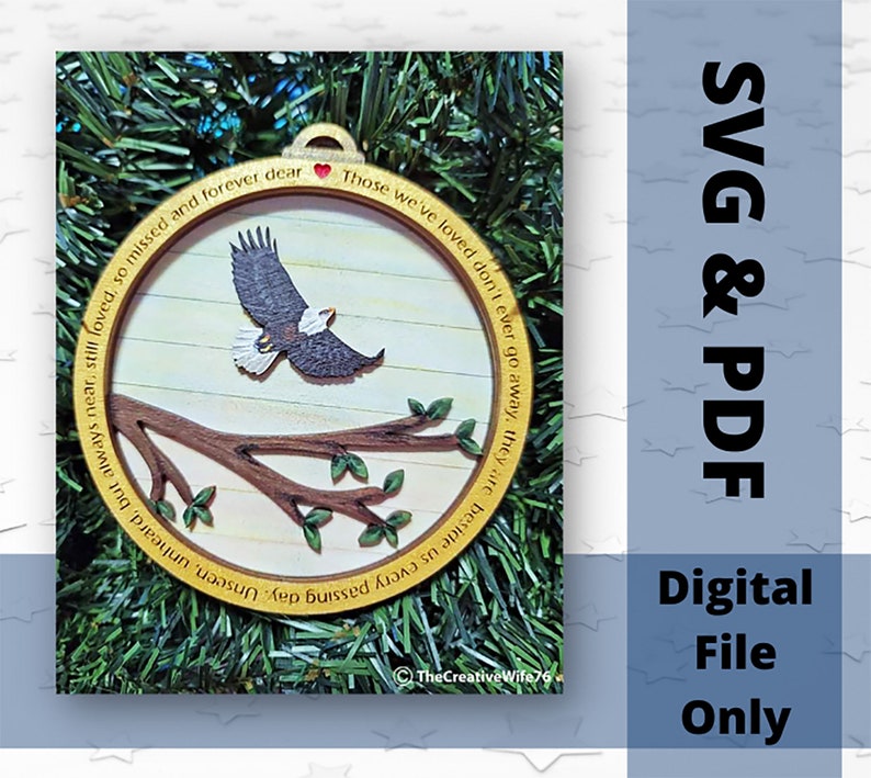 Personalizable in Loving Memory, Eagle, Memorial Christmas Bulb ...