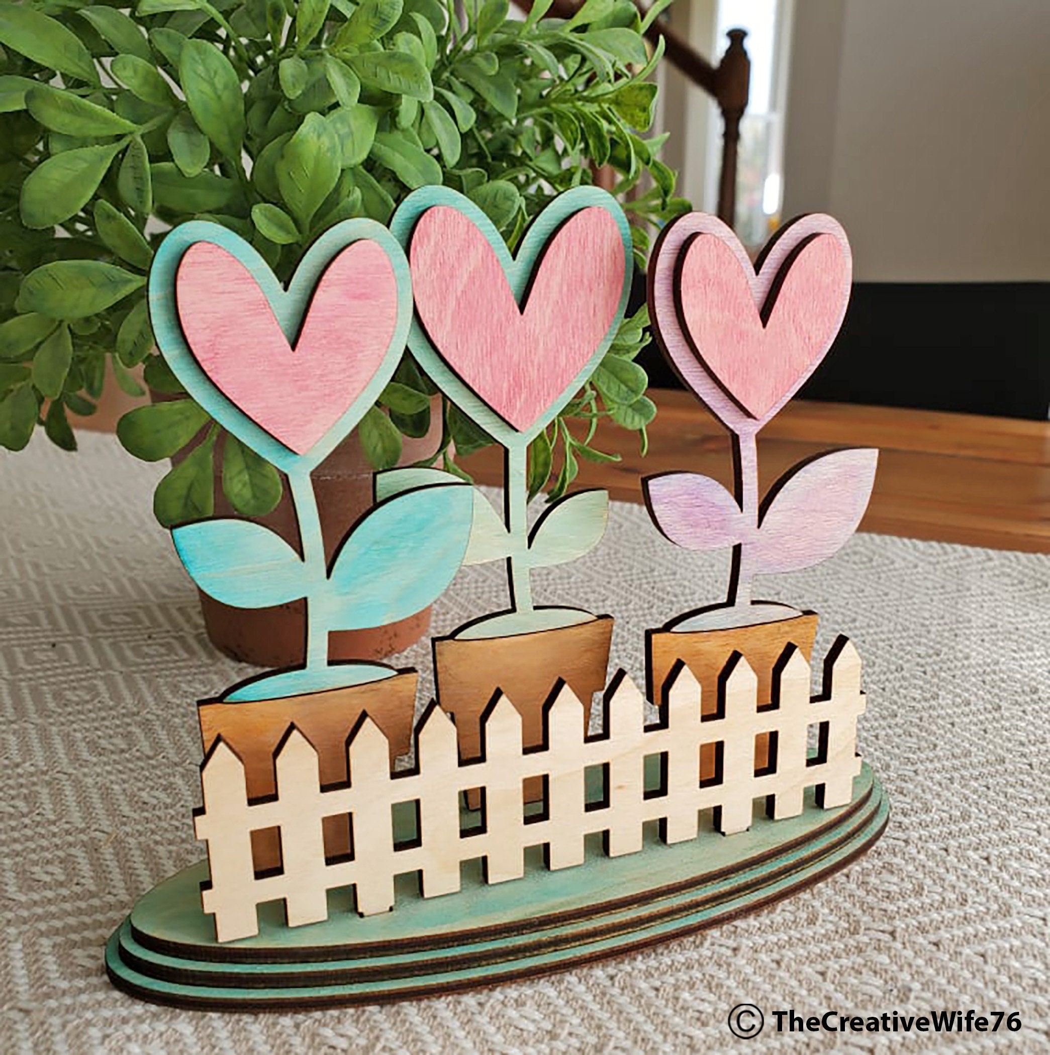 Triple Heart Stand for Any Occasion, File Comes With Bases for 1/8" and ...