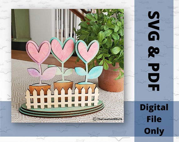 Triple Heart Stand for Any Occasion File Comes With Bases for - Etsy