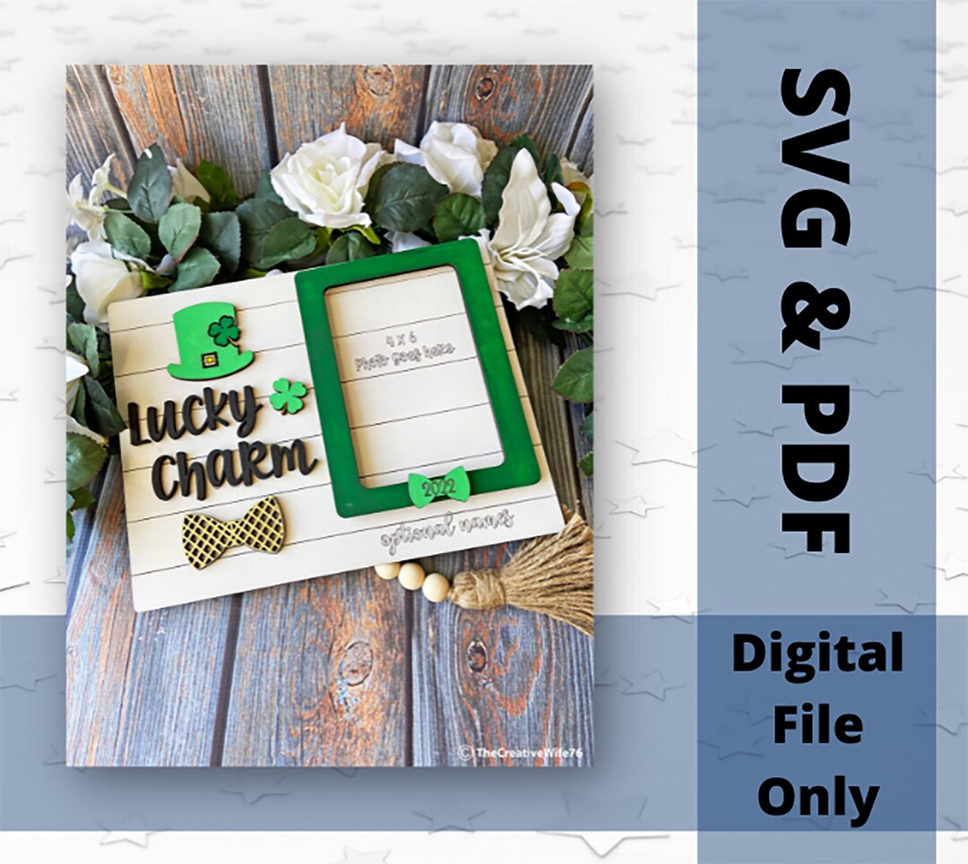 Personalizable 4x6 Photo, Lucky Charm Frame With Stand, Digital, Laser ...