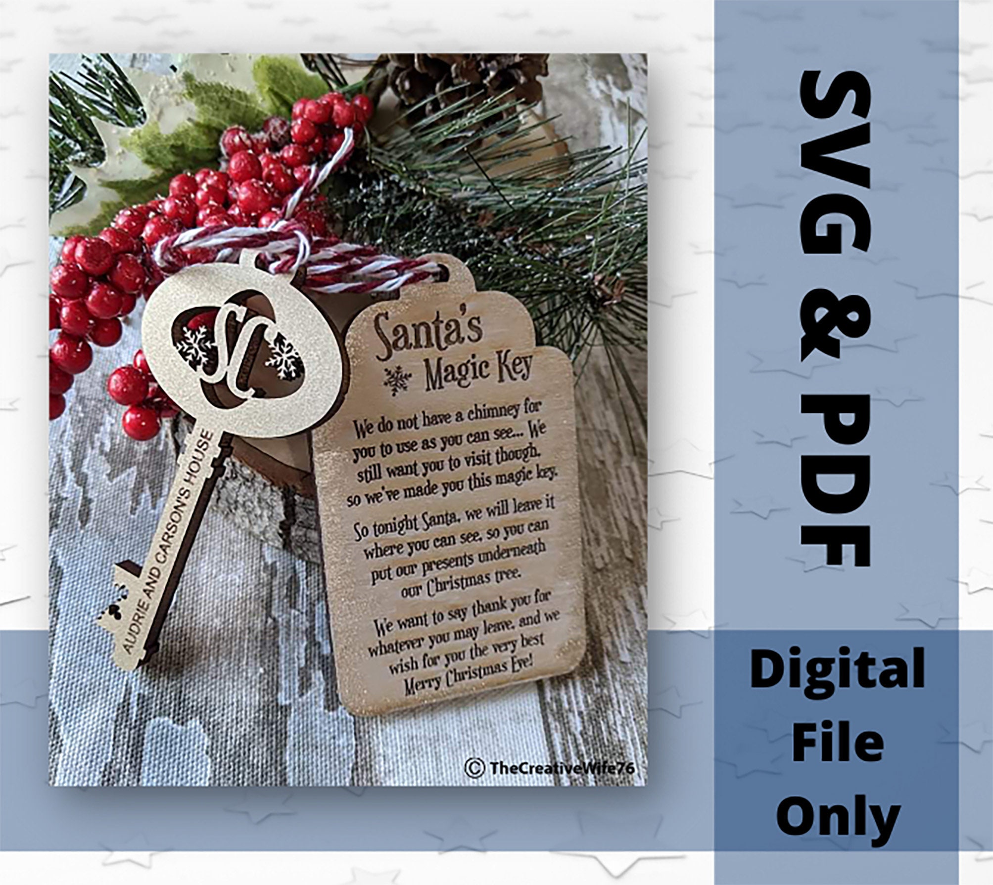Santa's Magic Key, Engraved and Scored Versions Available, Digital ...