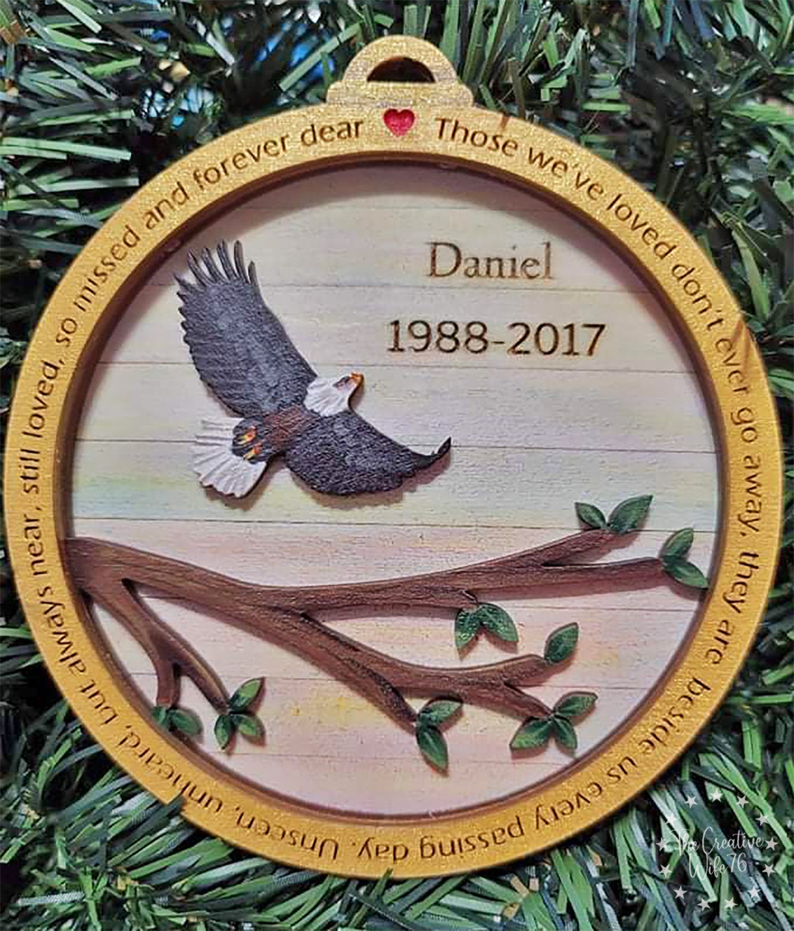 Personalizable in Loving Memory, Eagle, Memorial Christmas Bulb ...