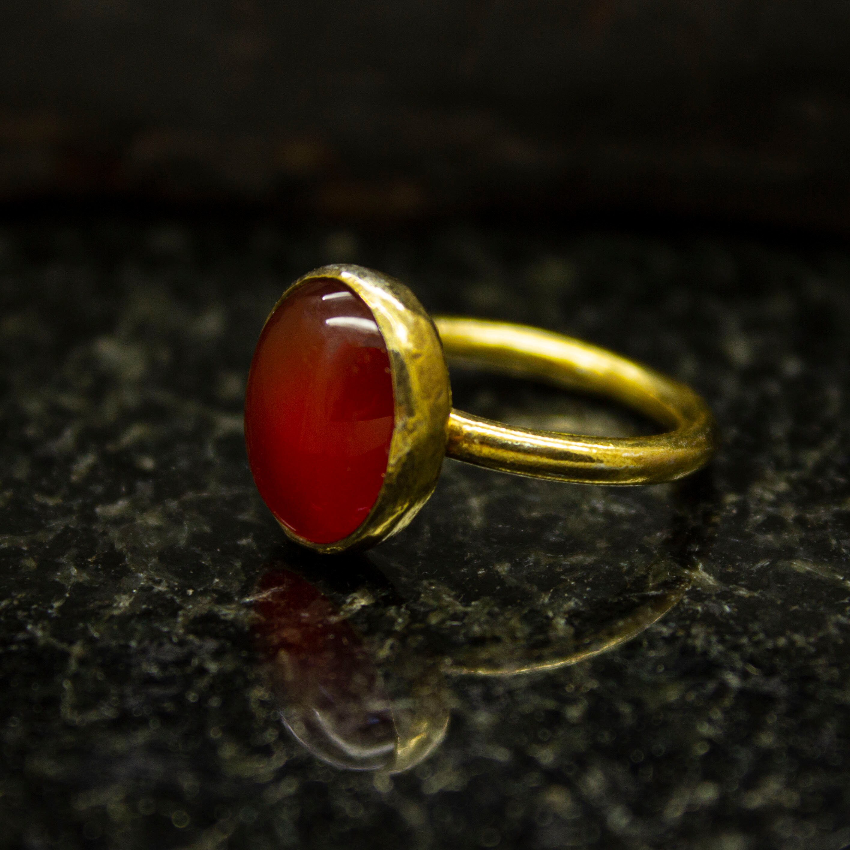 Gold Agate Ring, 24K Gold Plated 925 Sterling Silver, Gemstone Jewelry ...