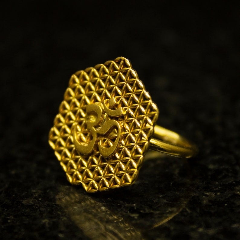 Gold Om Ring, 24K Gold Plated 925 Sterling Silver, Meditation Ring ...