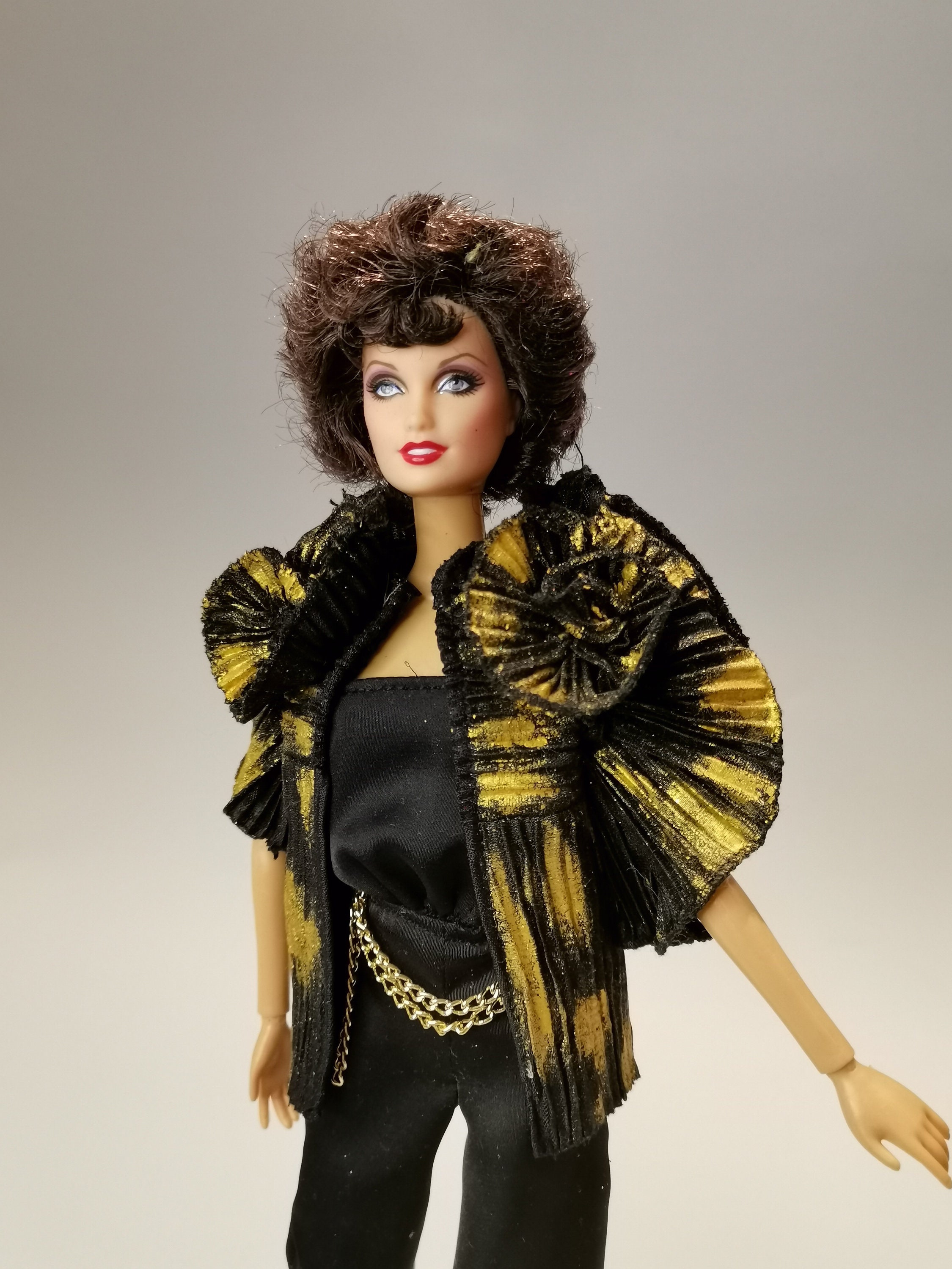 The Famous Zandra Rhodes Black and Gold Outfit for Standard Barbie Doll ...