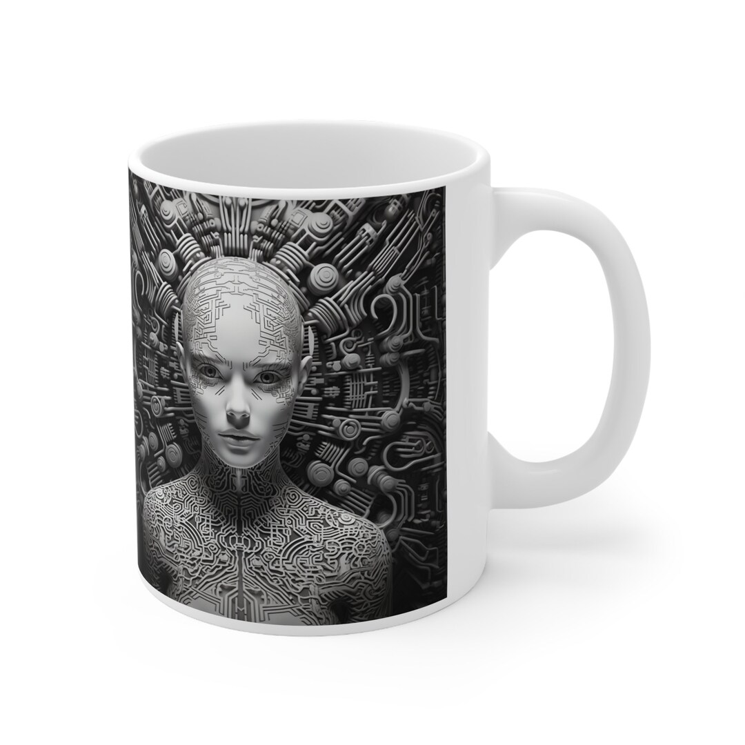 Futuristic Female Robot AI Mug Unique Sci-fi Drinkware Gift for Tech ...