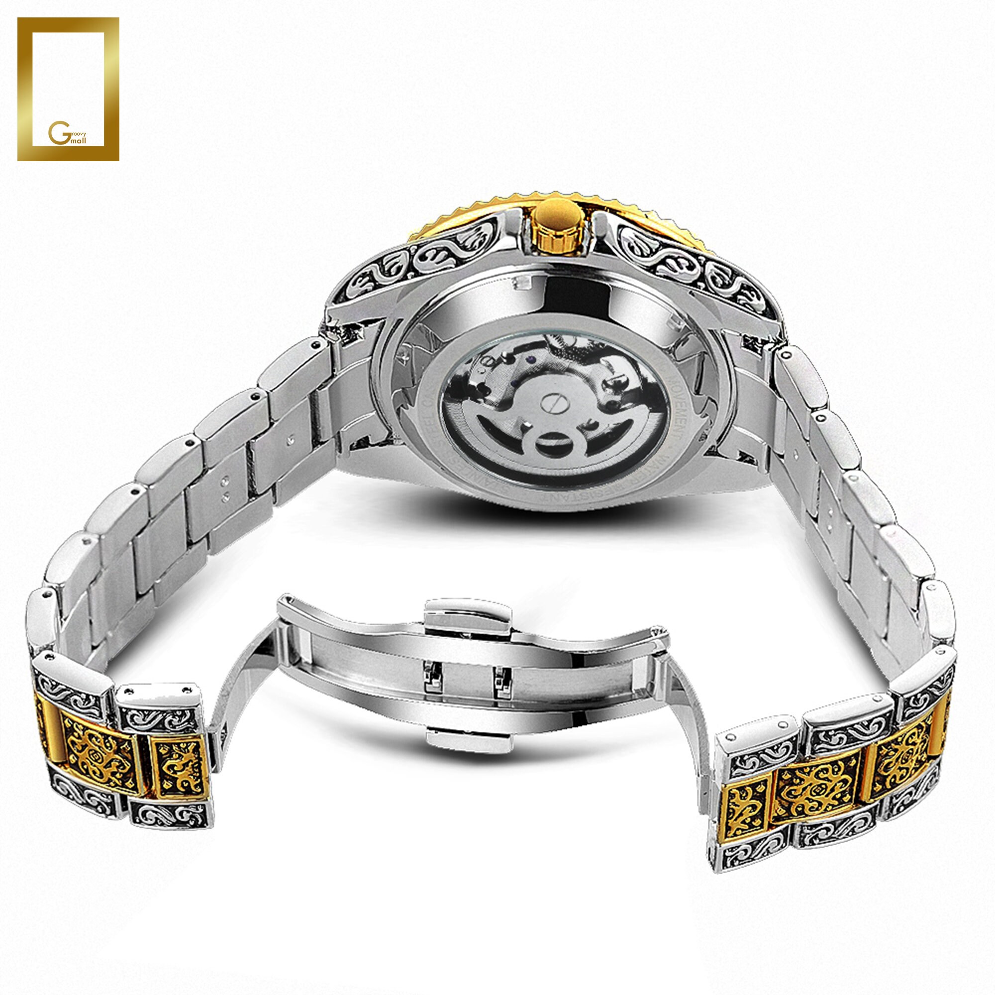 Gold/silver Luxury Engraved Skeleton Mechanical Watch - Etsy