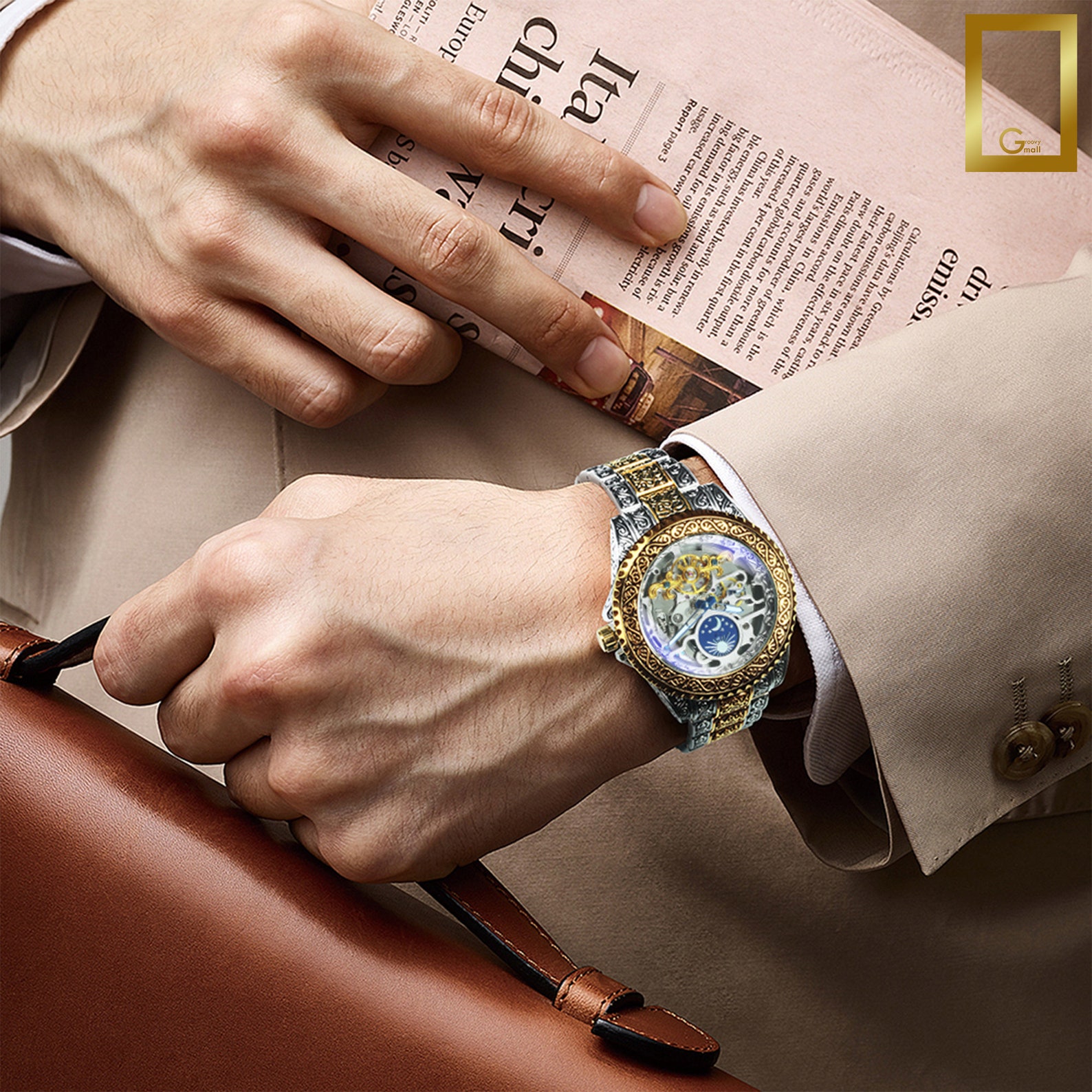 Gold/silver Luxury Engraved Skeleton Mechanical Watch - Etsy