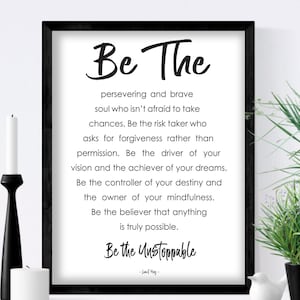Be Unstoppable Quote, Resolution, Printable Wall Art, Inspirational ...