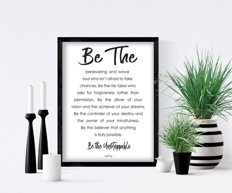 Be Unstoppable Quote, Resolution, Printable Wall Art, Inspirational ...