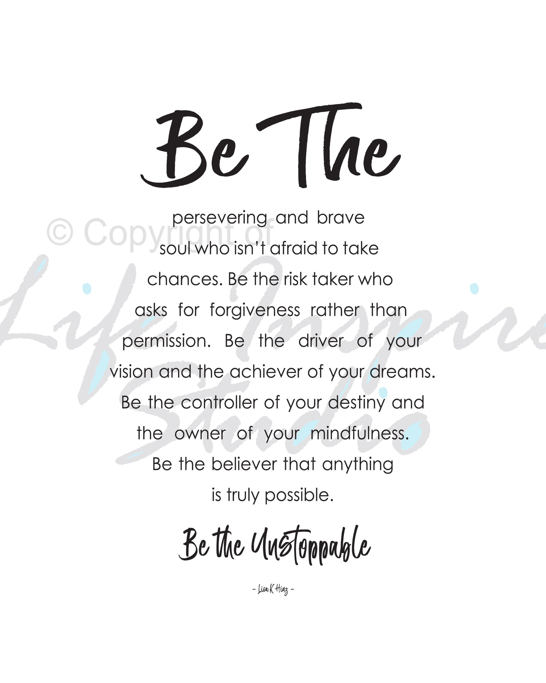 Be Unstoppable Quote, Resolution, Printable Wall Art, Inspirational ...