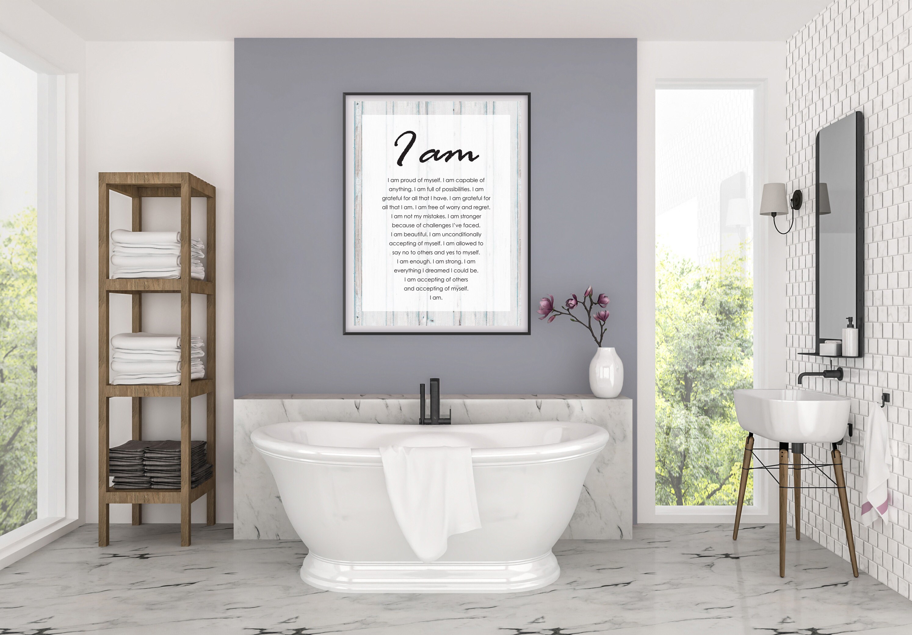 I AM Affirmations, Printable Wall Art, Inspirational Quote, Positive ...