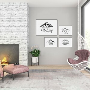 Mountains, Believe in Self, Printable Wall Art, Inspirational Quote ...