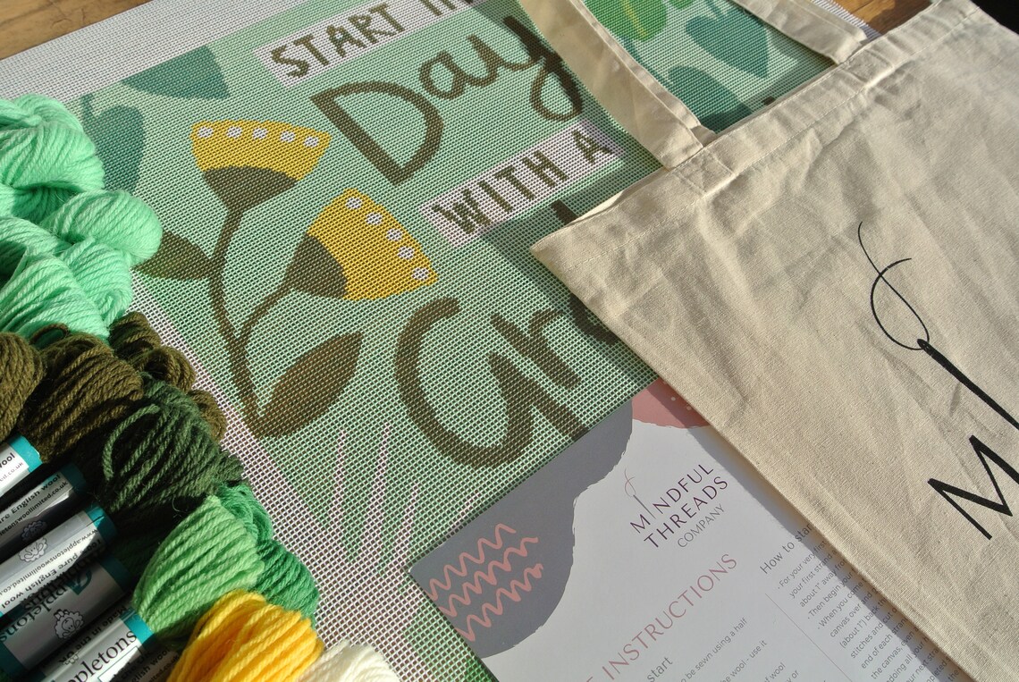 Cross Stitch / Tent Stitch Needlepoint Kit: 'start the Day With a ...