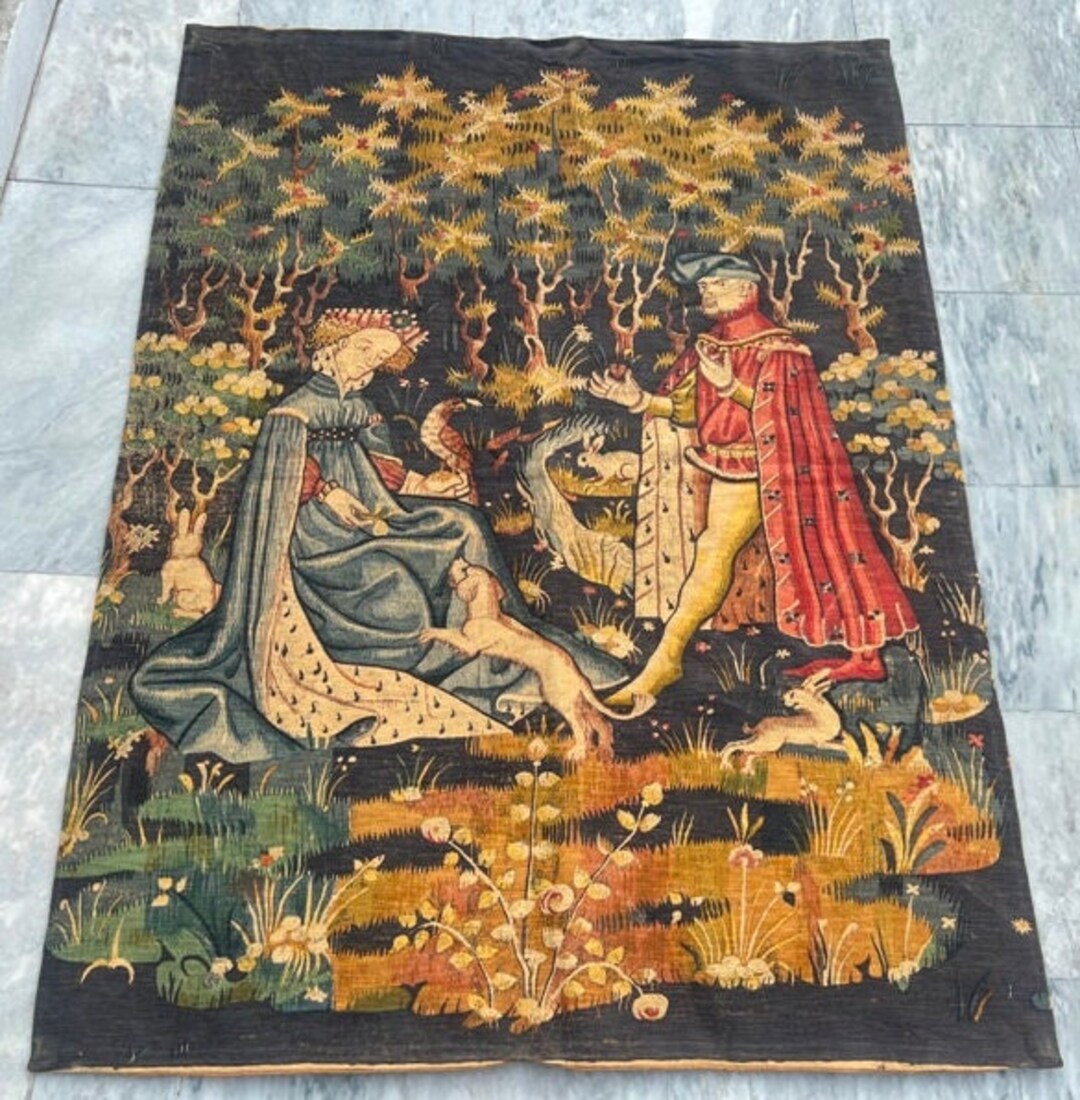 4x5 Vintage French Medeival Pictorial Large Size Tapestry Best - Etsy