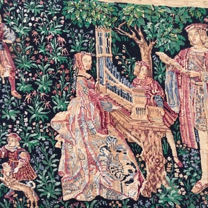 2x3 French Tapestry, Vintage Medieval Tapestry, Pictorial Tapestry ...