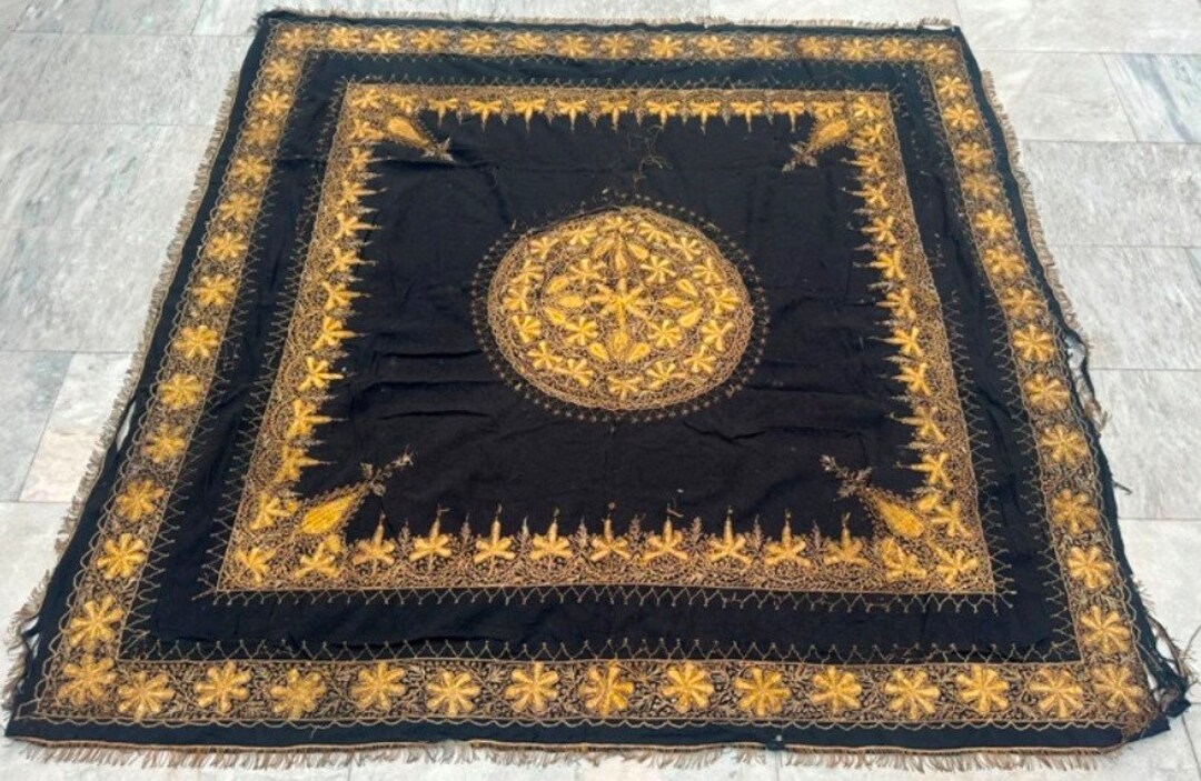 5x5 19th Century Antique Cloth, Turkish Cloth Embroidered Cloth Wall ...