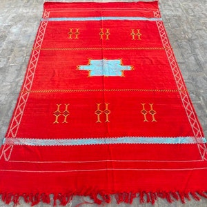 4x8 Vintage Moroccan Kilim, Silk Kilim, Sabra Kilim, Traditional Kilim ...