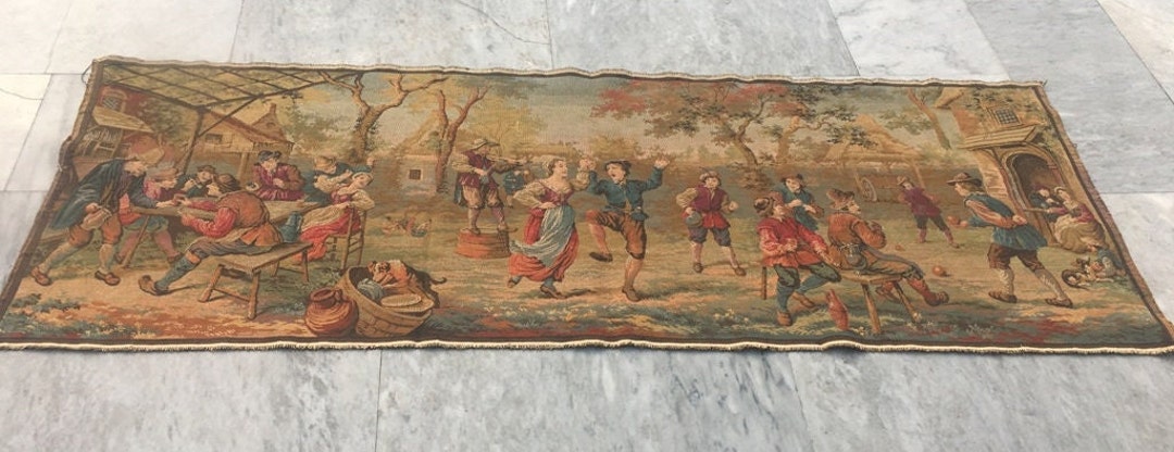 2x6 French Tapestry, Vintage Pictorial Tapestry Medieval Tapestry ...