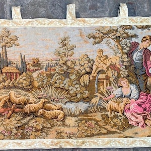1.5x3 French Tapestry, Vintage Medieval Tapestry, Pictorial Tapestry ...