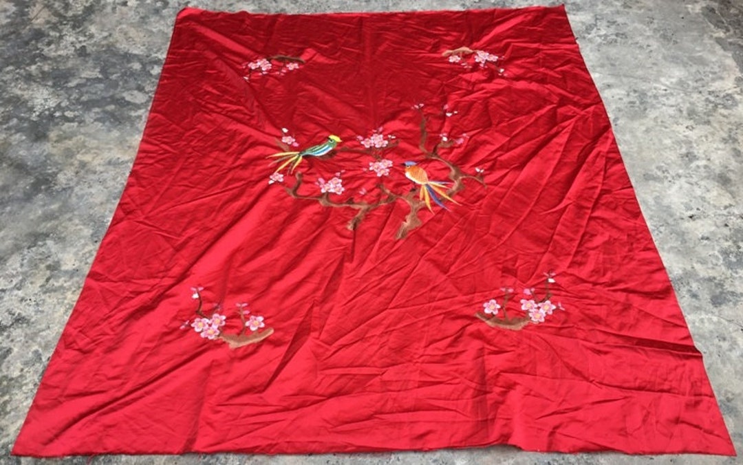 5x6 Vintage Chinese Tablecloth, Embroidered Antique Chinese Tablecolth ...