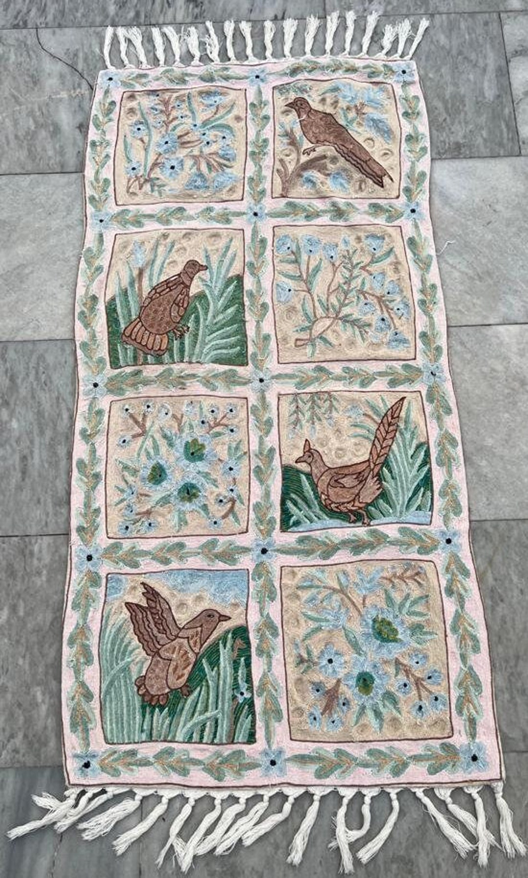 2x4 Vintage Handmade French Style Aubusson Chain Stitch Needle Point ...