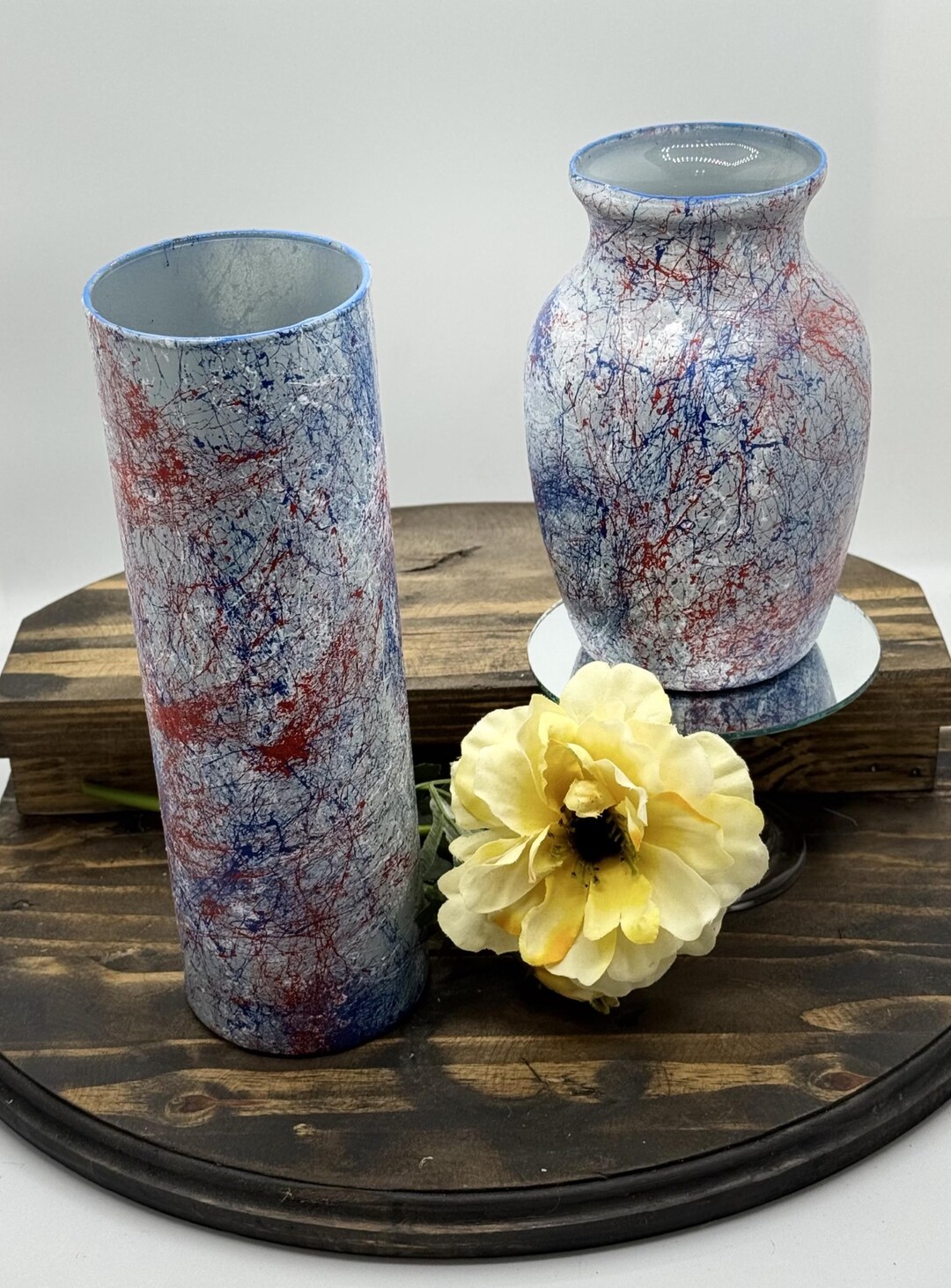 Abstract Fire & Ice Vase: Red and Blue Art, Modern Home Decor - Etsy