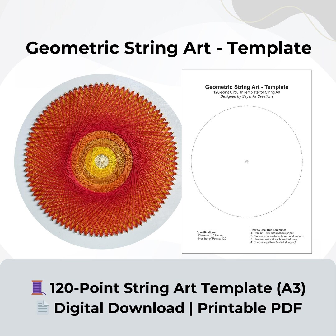 Geometric String Art Template | Circular Pattern | DIY | Outline ...