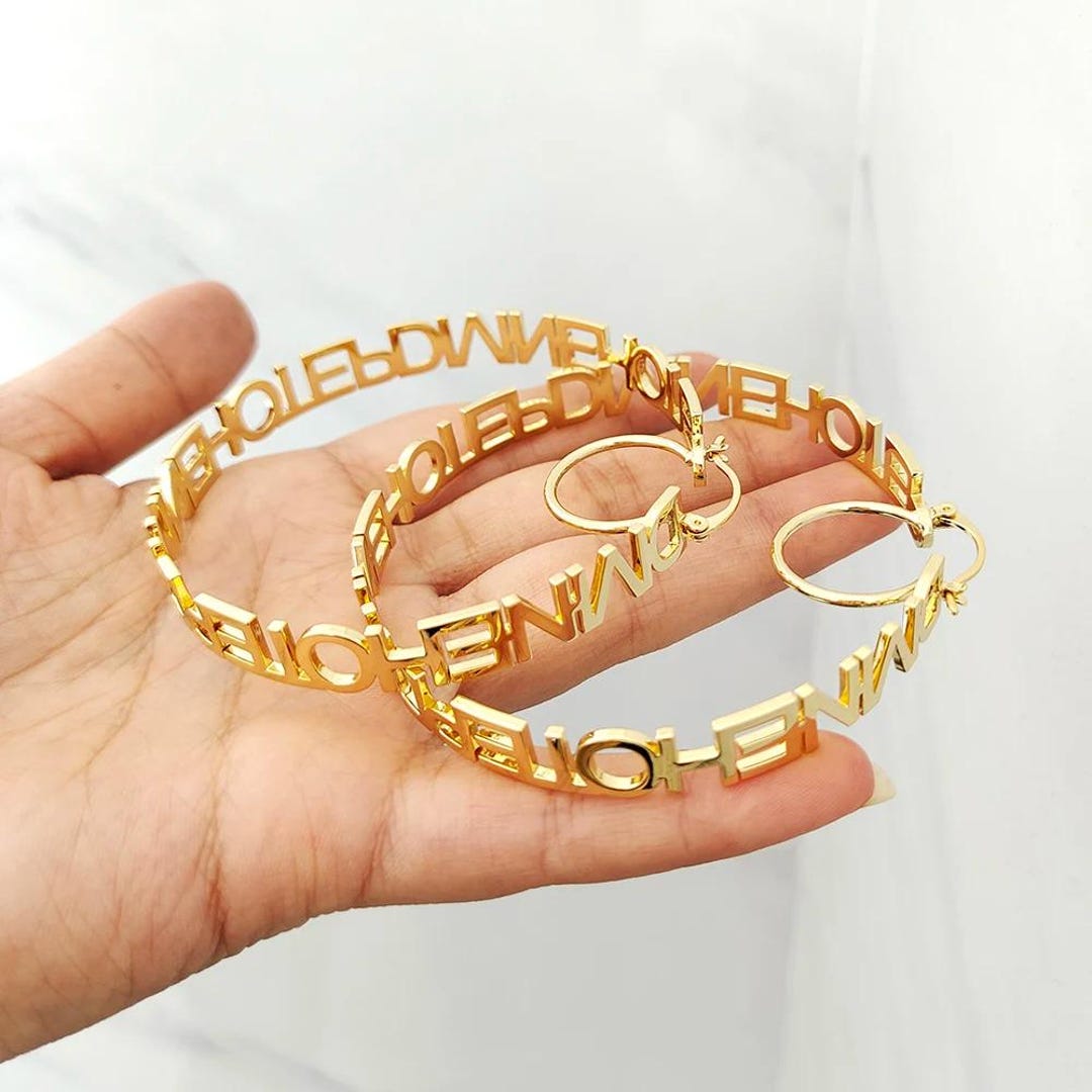 Custom Hoop Earrings Name Hoop Earrings Personalized Earrings Letter ...