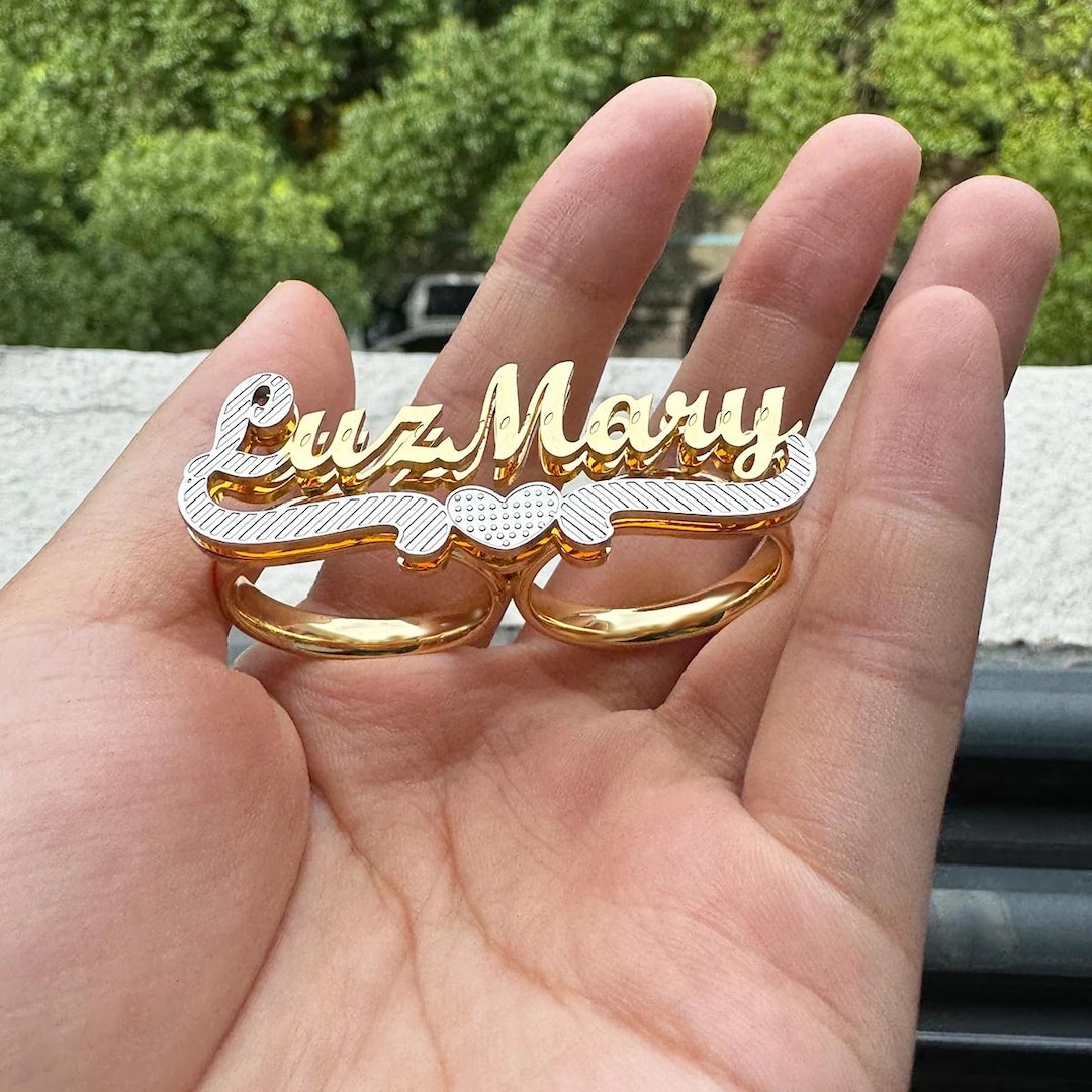 Custom Double Name Ring: Personalized 925 Silver, 18K Gold - Etsy