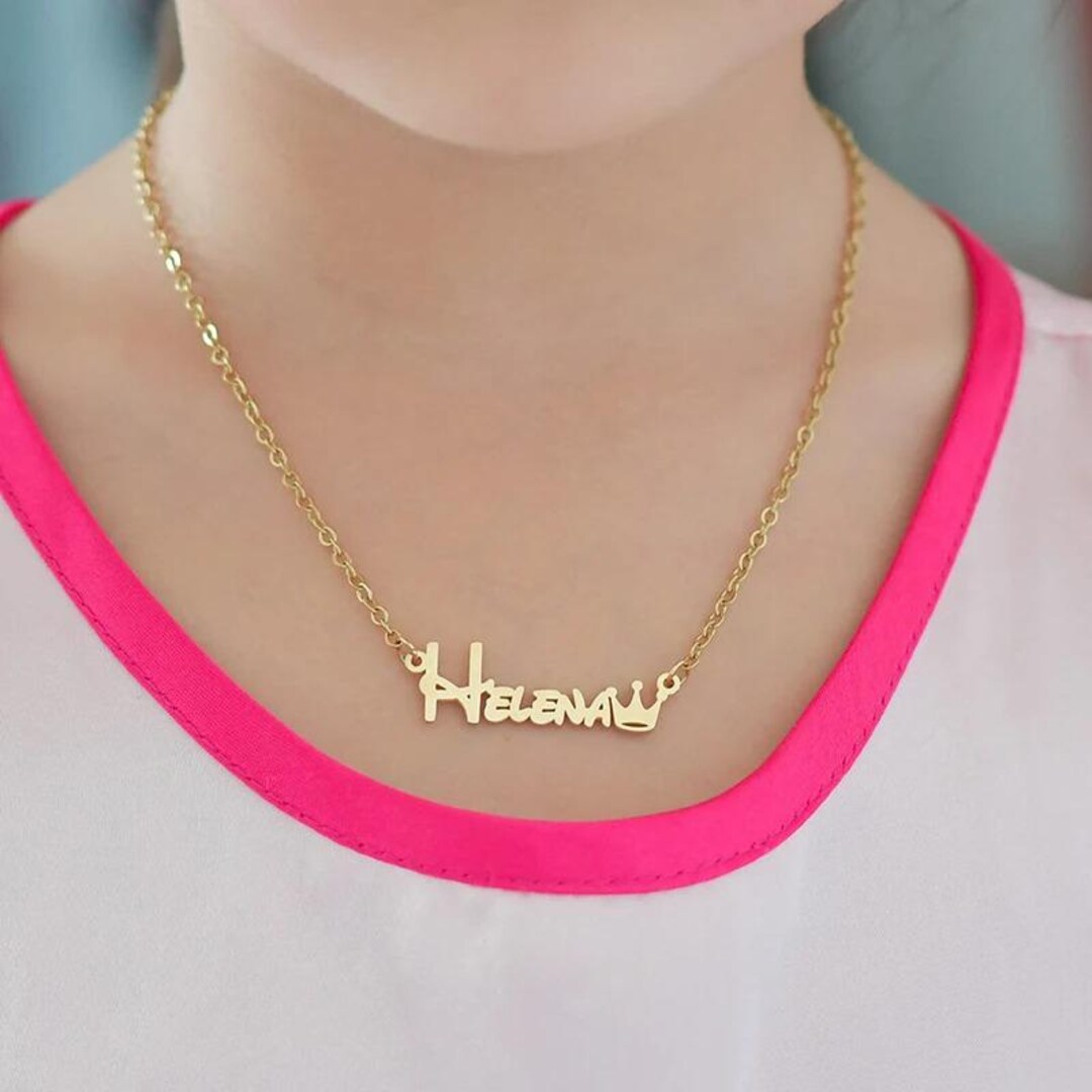 Personalisierte Name Halskette: Gold oder Silber Edelstahl, Custom Kids ...