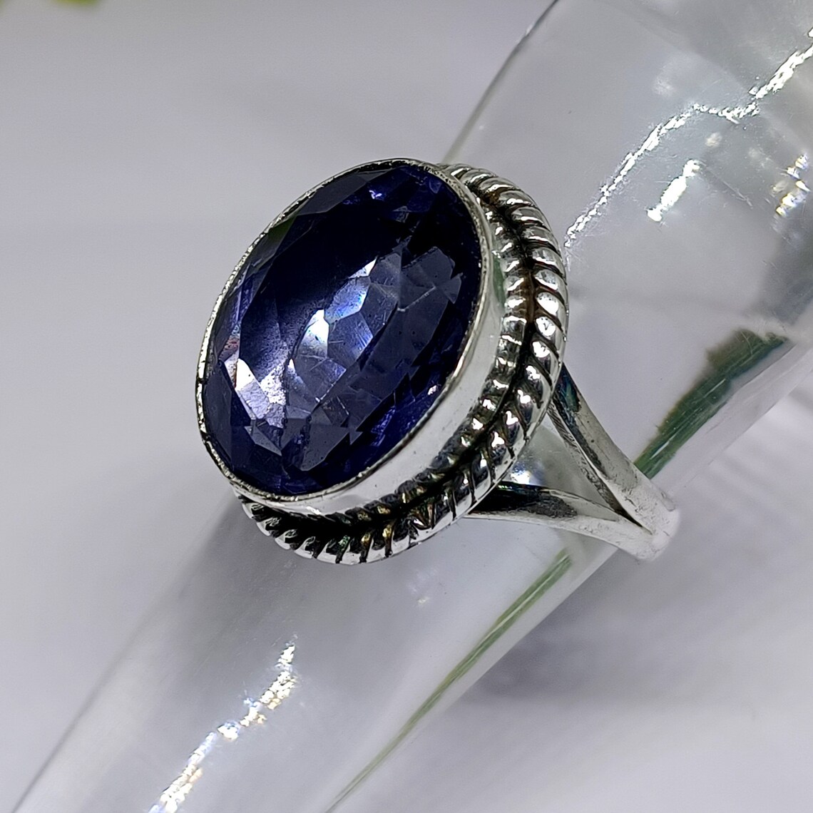 Natural Iolite Gemstone Ring-sterling Silver Ring-birthstone Ring-oval ...