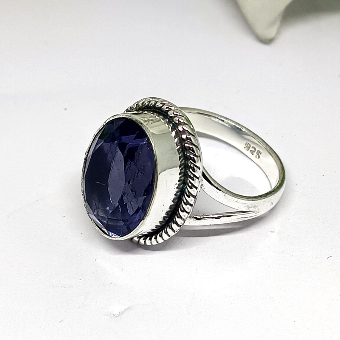 Natural Iolite Gemstone Ring-sterling Silver Ring-birthstone Ring-oval ...
