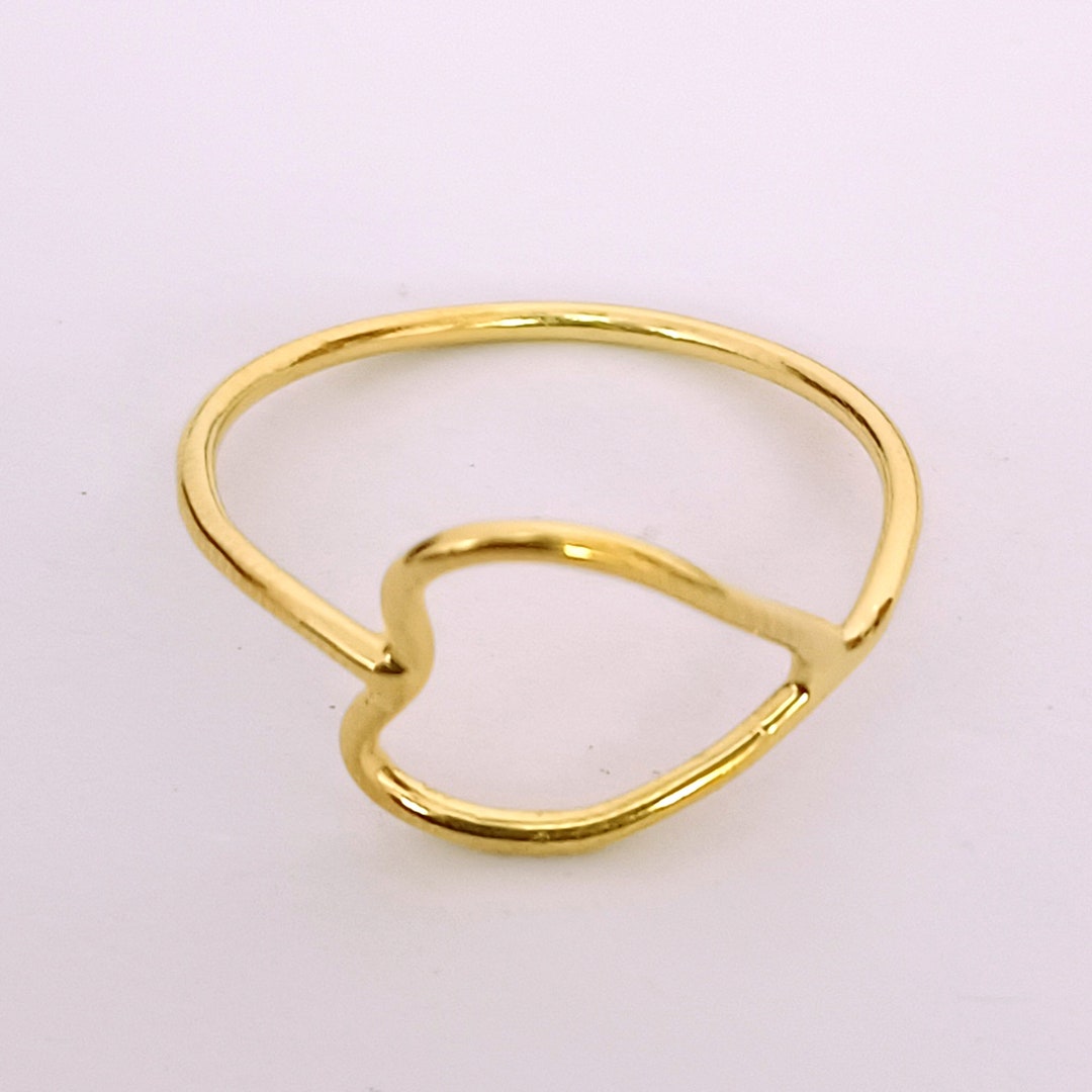 Heart Outline Ring, Open Heart Ring, Heart Shaped Rings, Love Ring ...